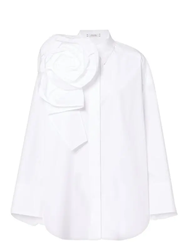 Dorothee Schumacher Floral Appliqué Cotton-blend Poplin Shirt - White