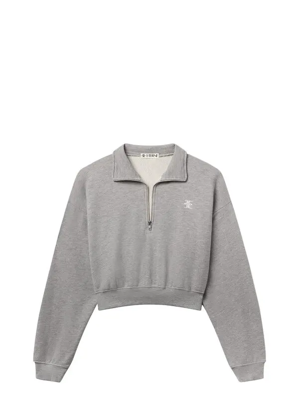 Eterne Cropped Half-zip Sweatshirt - Heather Grey