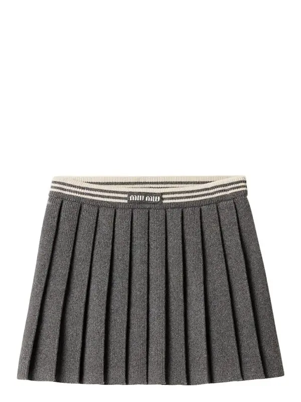 Miu Miu Mini Pleated Cashmere Wool Skirt - F0480 Ardesia