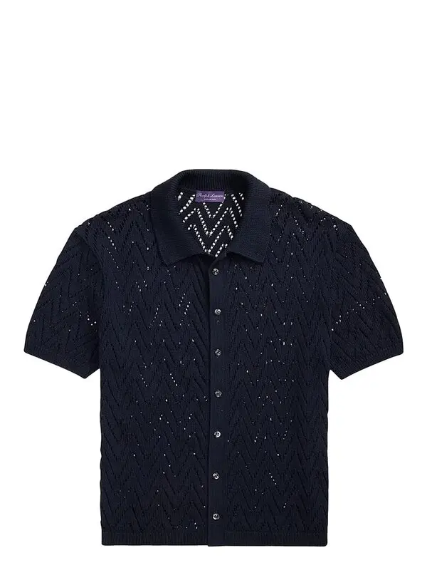 Ralph Lauren Textured Short-sleeve Cardigan - Navy