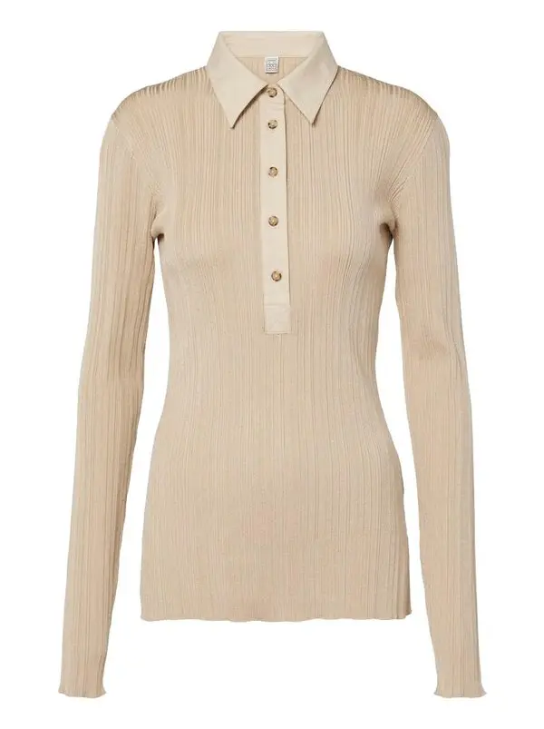 TOTEME Jersey Polo Sweater - Beige