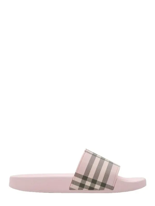 Burberry Check Print Slides - Mallow Pink