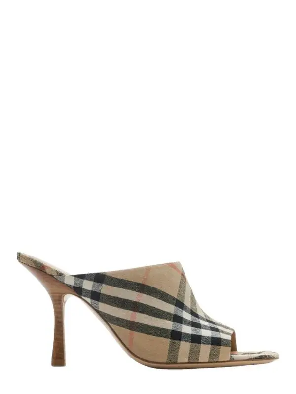 Burberry Check Mews Mules - Sand
