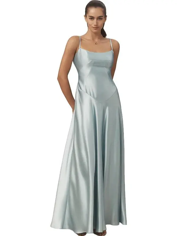 MARE MARE Emmy Satin Corset Maxi Dress - Light Blue