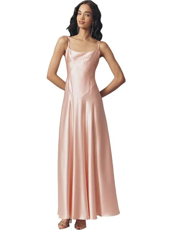 MARE MARE Emmy Satin Corset Maxi Dress - Pink