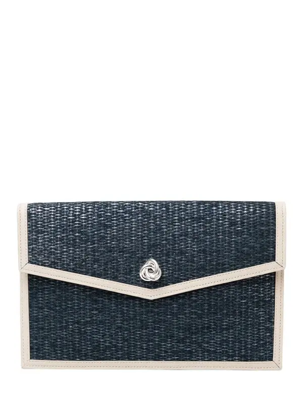 MICHELLE WILHITE Brick Woven Envelope Clutch - Navy