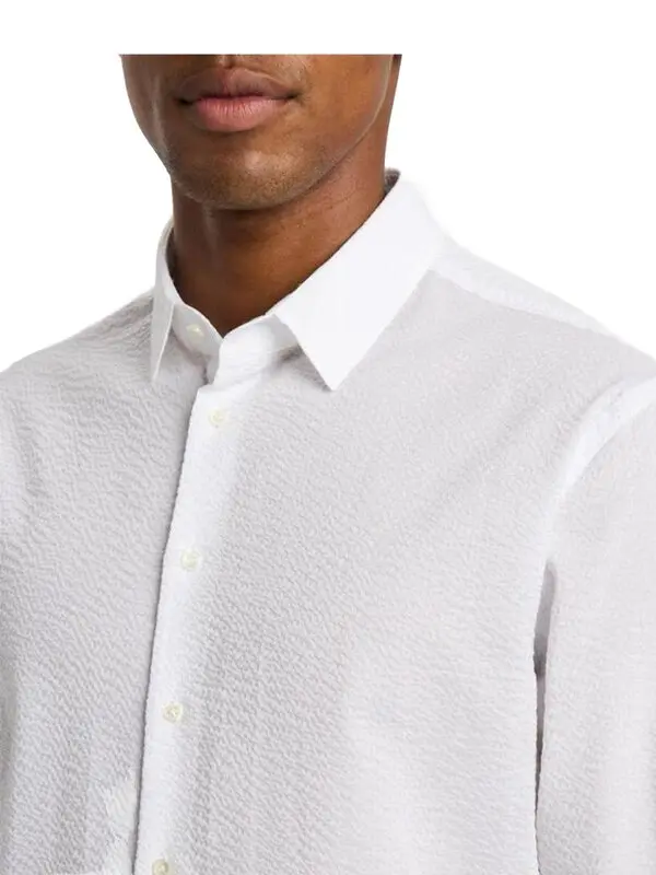 Giorgio Armani Apos;s Solid Seersucker Sport Shirt - White
