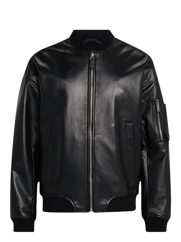 Dsquared2 Leather Bomber Jacket - Black