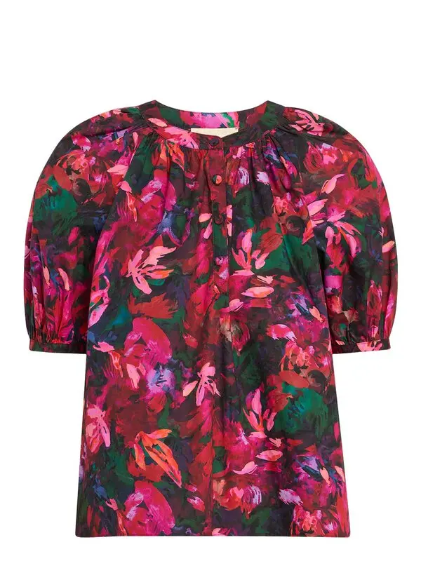 Ulla Johnson Vienne Floral Blouse - Hibiscus