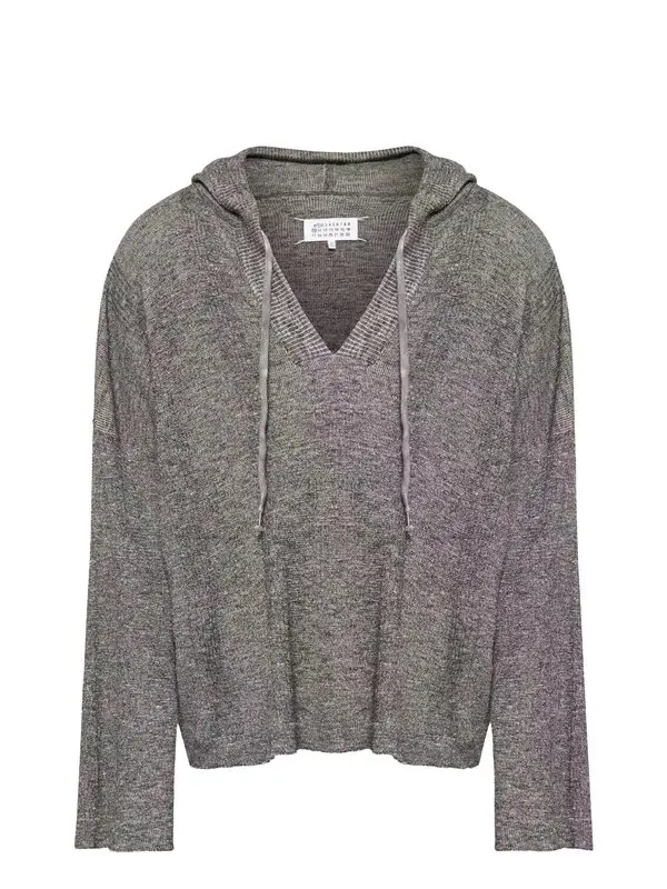 MAISON MARGIELA V-neck Knitted Hoodie - Grey