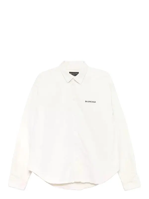 Balenciaga Embroidered-logo Shirt - White
