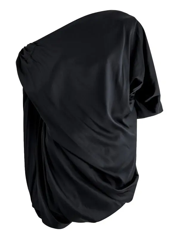 Dries Van Noten Calant Draped Stretch-silk Satin Top - Black