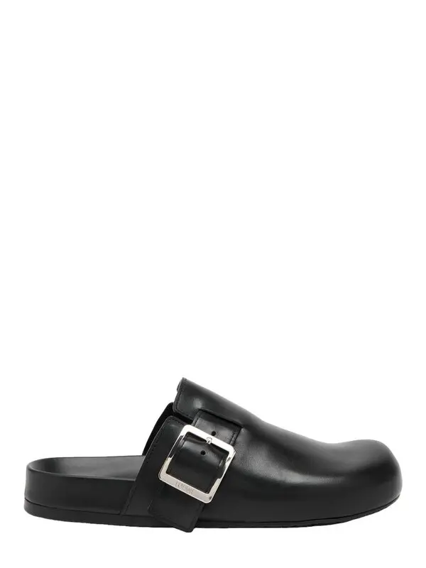 Loewe Buckle Leather Sliders - Black
