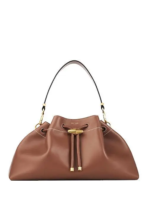 JIMMY CHOO Bon Bon Leather Bucket Bag - Tan/ecru/gold