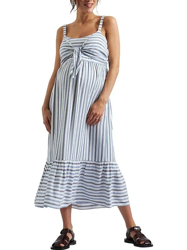 RIPE MATERNITY Lana Tie Front Dress - Blue