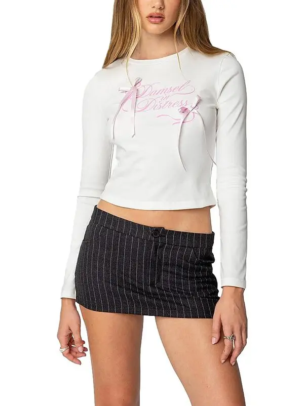 EDIKTED Damsel Long Sleeve T-shirt - White