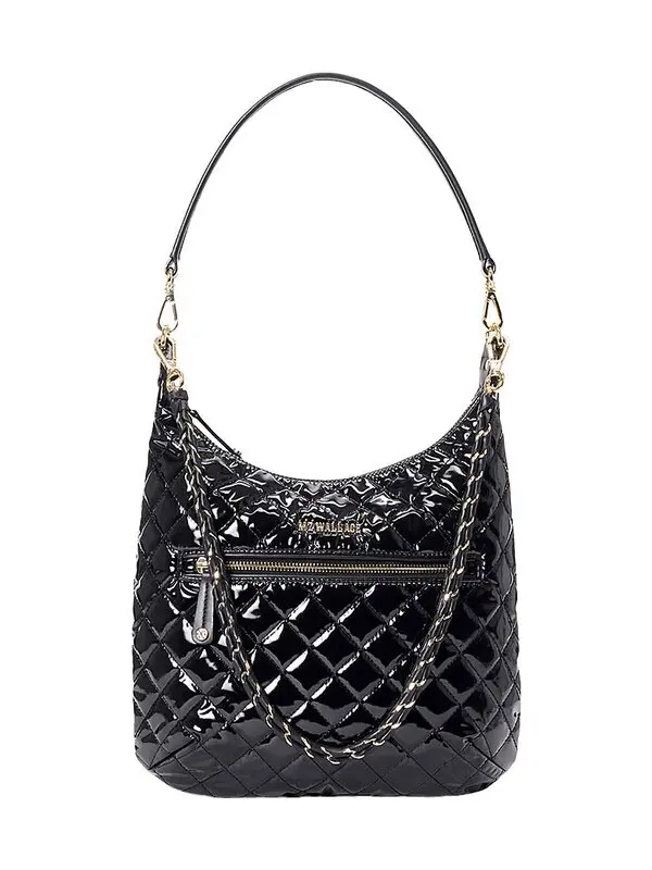 Mz Wallace Crosby Sienna Hobo Bag - Black Lacquer/light Gold