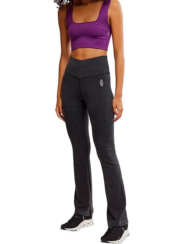 Free People Go To Smooth Flare Leggings - Washed Black