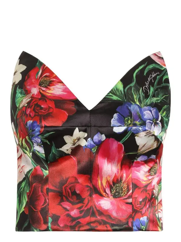 Dolce & Gabbana Floral Satin Corset Top - Print