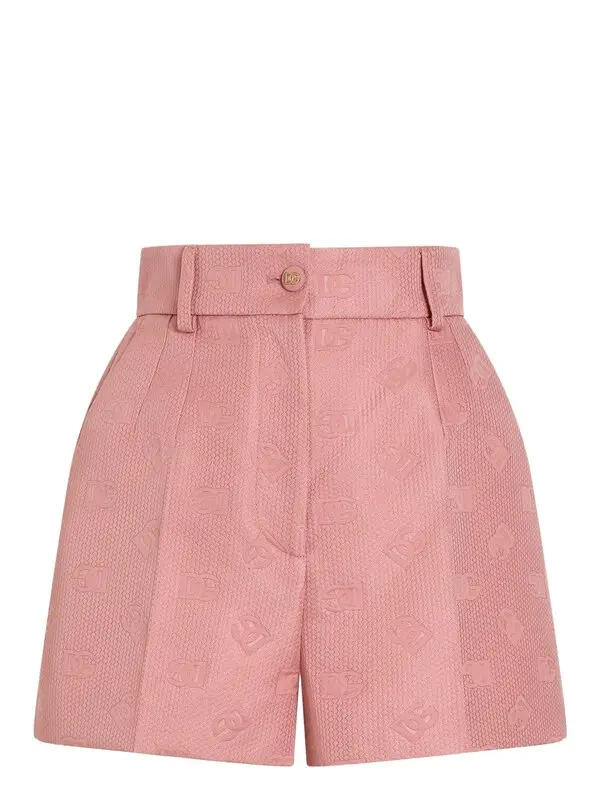 Dolce & Gabbana Quilted Jacquard Shorts With Dg Logo - Pink