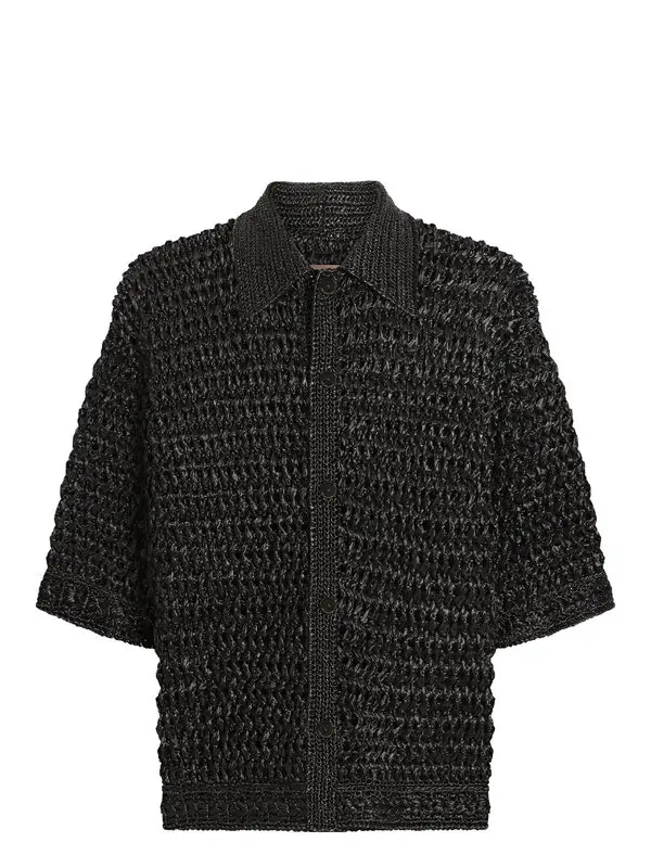 Dolce & Gabbana Viscose Raffia Crochet Shirt - Black