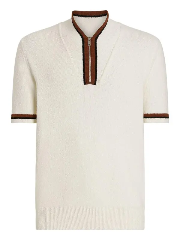 Dolce & Gabbana Short-sleeved Cotton Polo-shirt With Inlay - White
