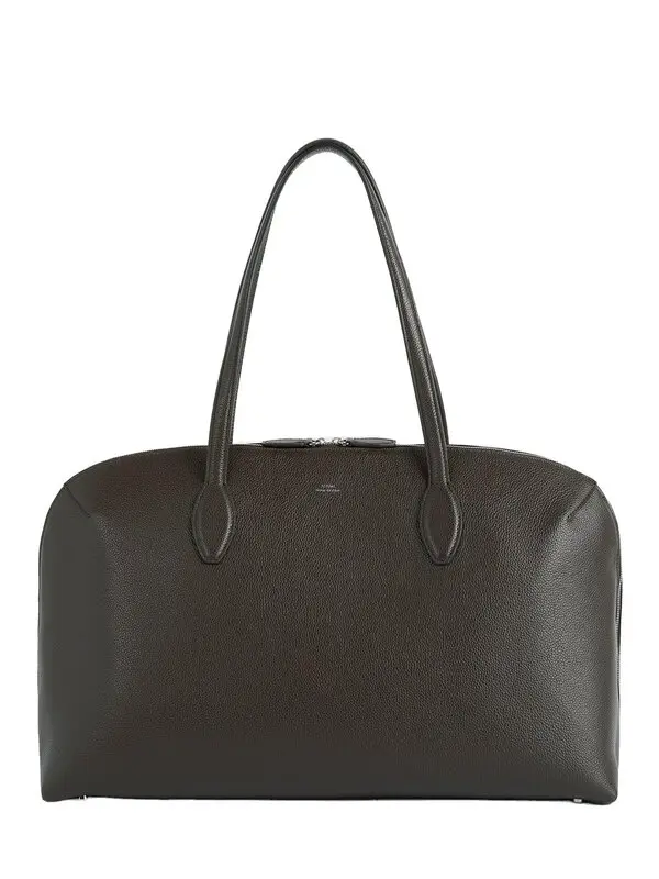 TOTEME Garderob Grained-leather Tote - Dark Chocolate