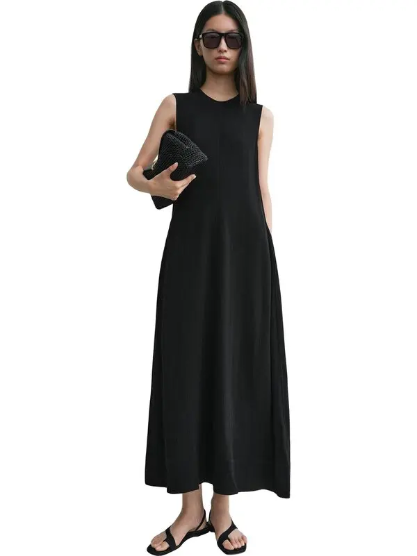 TOTEME Woven Stripe Maxi Dress - Black