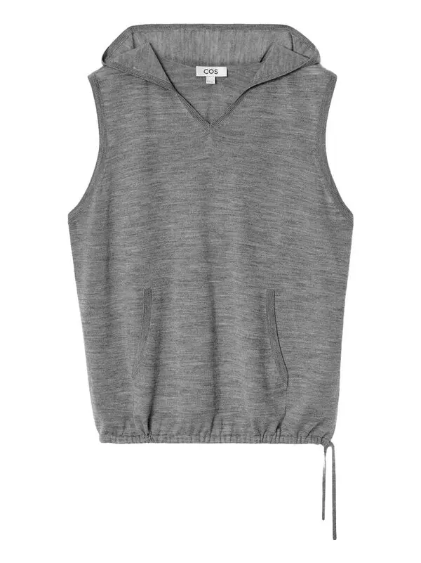 Cos Merino Wool Sleeveless Hoodie - Gray