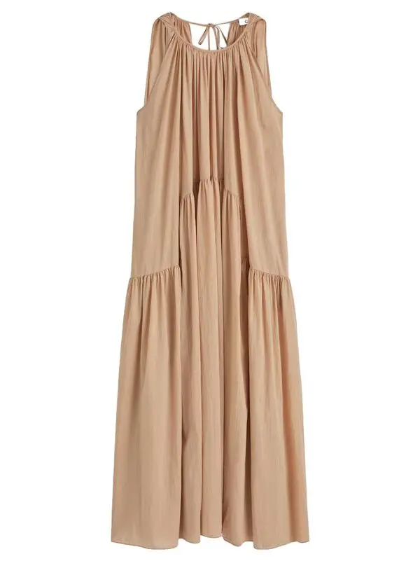 Cos Gathered Halterneck Maxi Dress - Beige