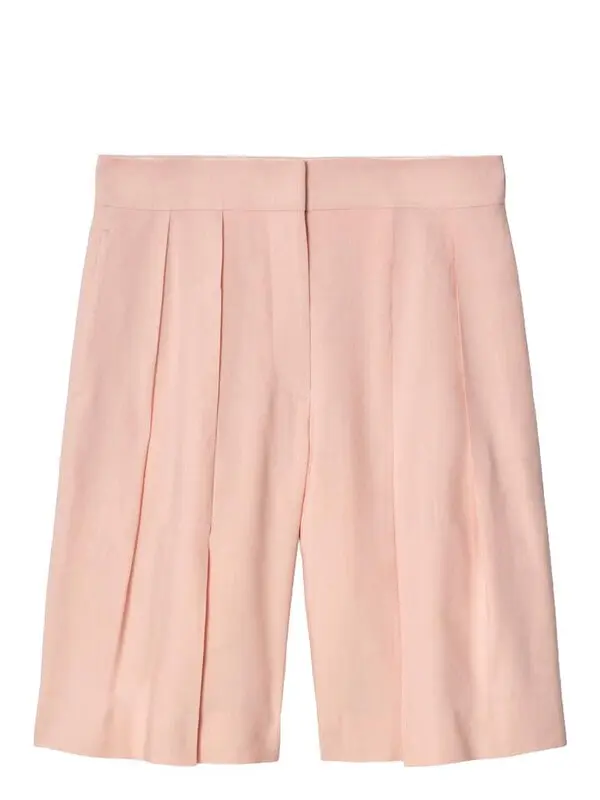 Cos Longline Pleated Linen Shorts - Orange