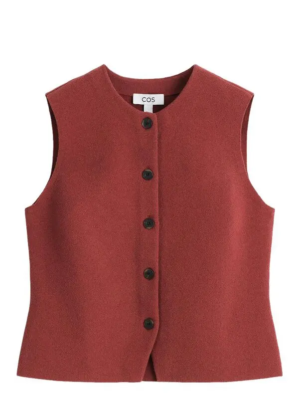 Cos Knitted Cotton Vest With V-detail Hem - Red
