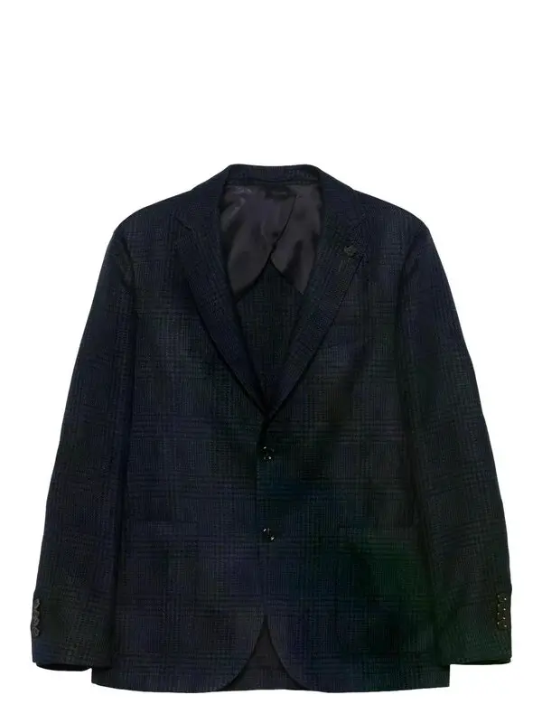 LARDINI Prince Of Wales-pattern Blazer - Blue