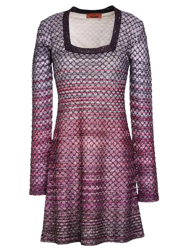 Missoni Embellished Crochet-knit Mini Dress - Lilac