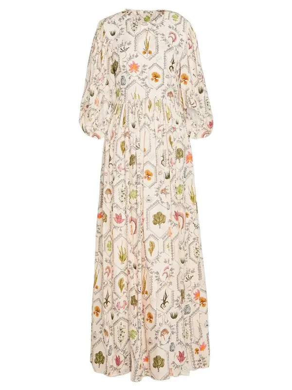 Agua Bendita Bendita Raquel Encaje Embellished Printed Jacquard Maxi Dress - Ecru