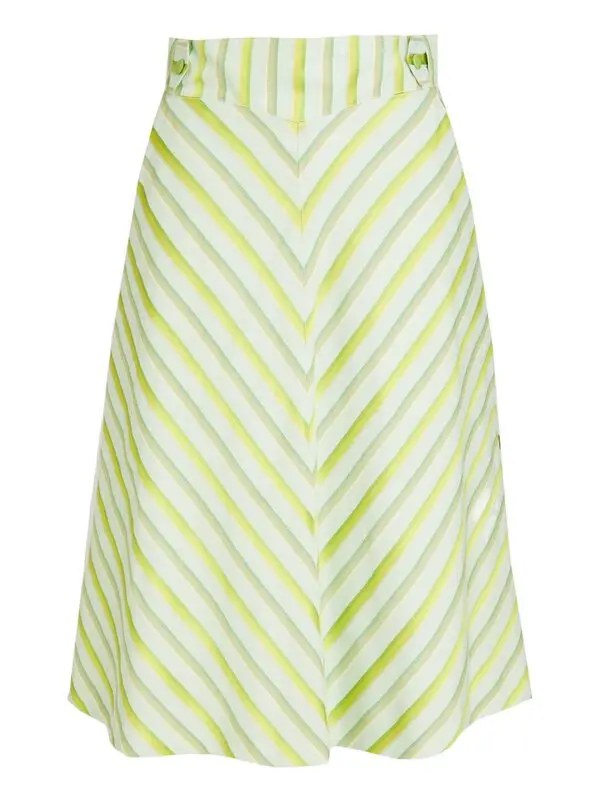 Etro Striped Cotton-blend Jacquard Skirt - Mint