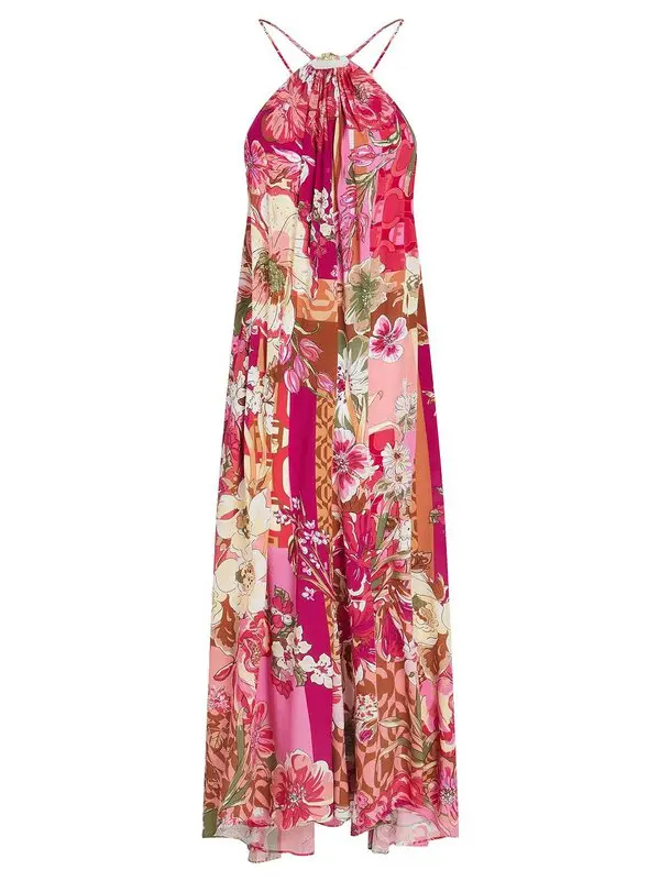 Camilla Crystal-embellished Printed Silk Maxi Dress - Fuchsia