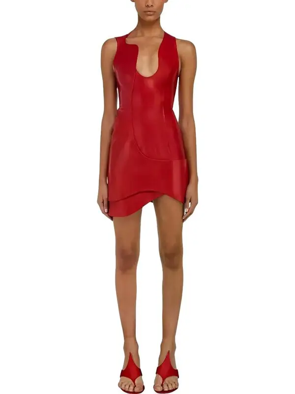 FERRAGAMO Leather Mini Dress - Red