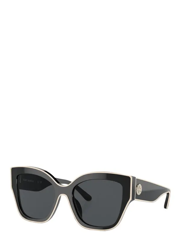 Tory Burch Ty7184u Sunglasses - Black With Ivory Piping