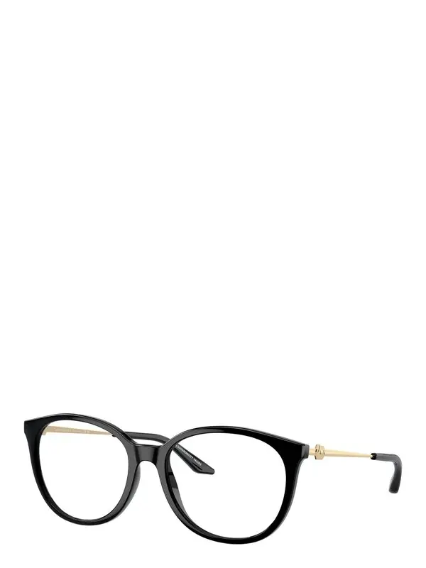 Armani Exchange Eyeglasses Full Rim Round Frame - Shiny Black