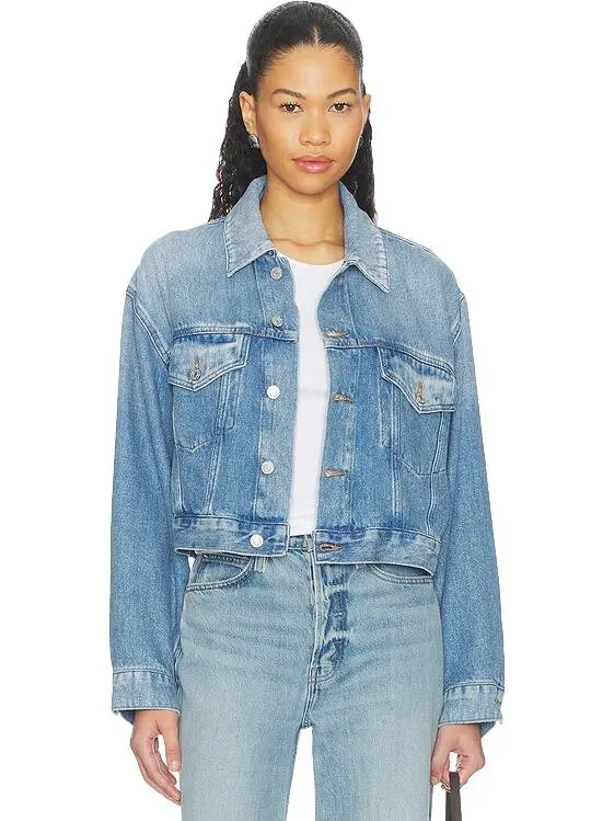 AGOLDE Palmer Cropped Denim Jacket - Script