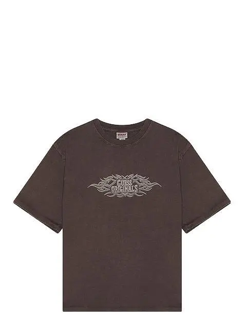 GUESS ORIGINALS Heavyweight Tee In Brown - Regal Brown Multi