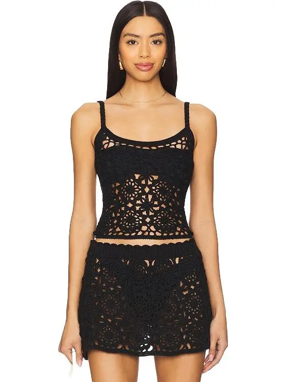 Frankies Bikinis Seaside Crochet Tank - Black