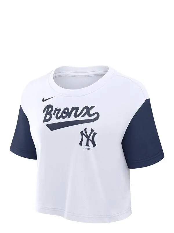 Nike New York Yankees Script Dri-fit Mlb Cropped T-shirt - White