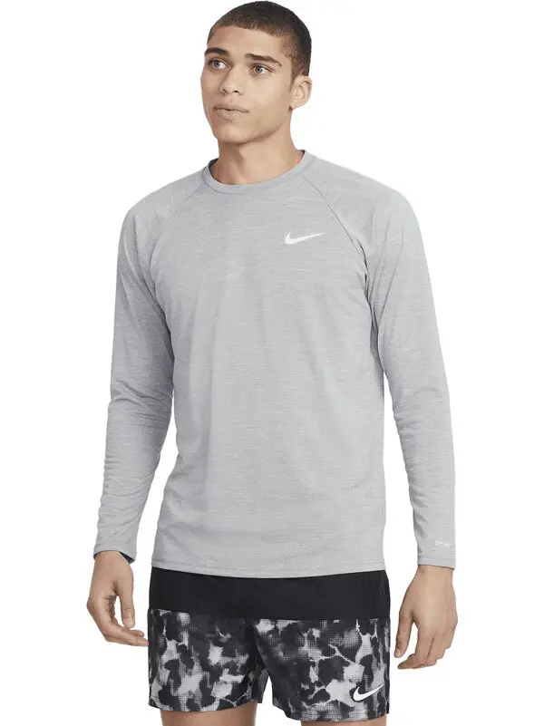 Nike Heathered Long-sleeve Hydroguard Swim Shirt - Grey