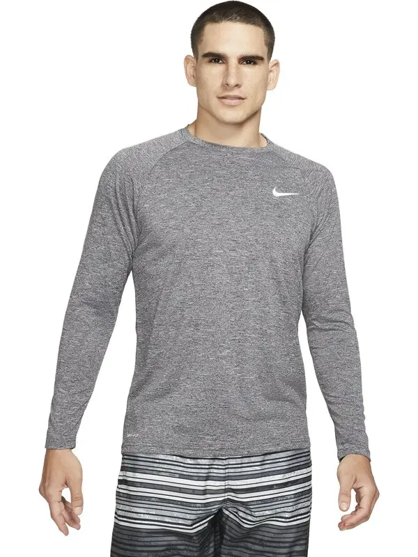 Nike Heathered Long-sleeve Hydroguard Swim Shirt - Black