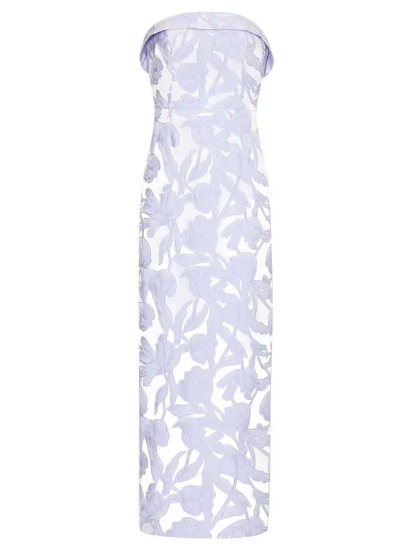 MILLY Tulip Jacquard Strapless Maxi Dress - Periwinkle