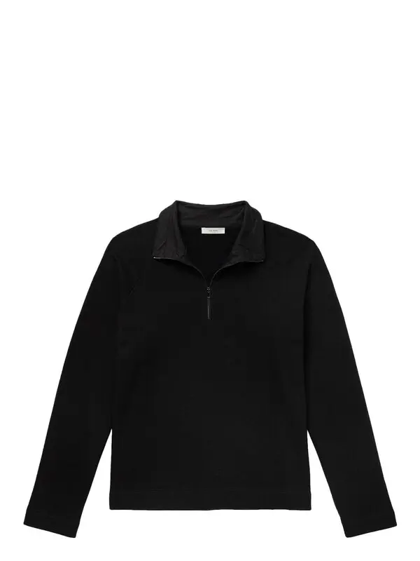 THE ROW Gallagher Cotton And Cashmere-blend Half-zip Sweater - Black