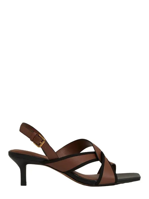 REISS Candice Leather Link-strap Low-heel Sandals - Tan