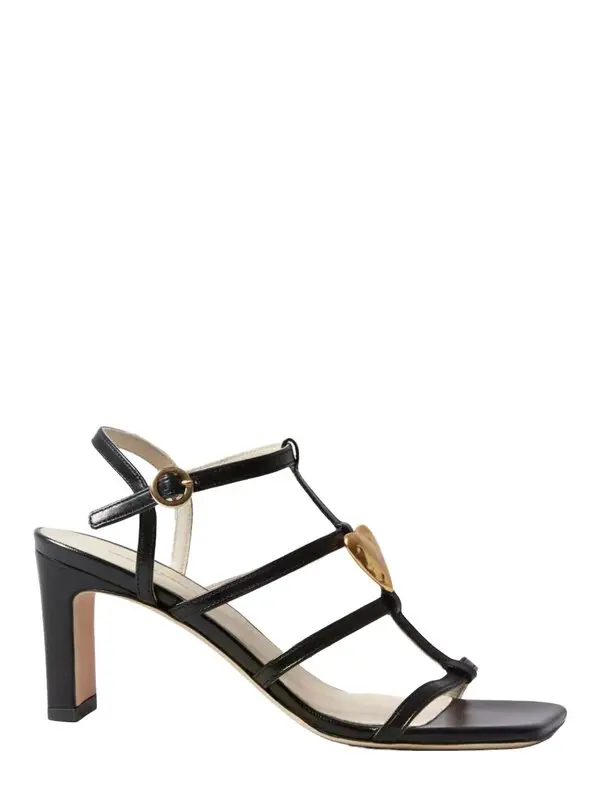 Claudie Pierlot Heart-heel Leather Sandals - Black